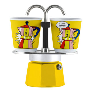 Bialetti Mini Express Lichtenstein Coffee Maker with 2 Espresso Cups ...
