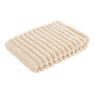 Cream Furry Channeled Blanket, OROA Cato - Contemporary - Blankets - by ...