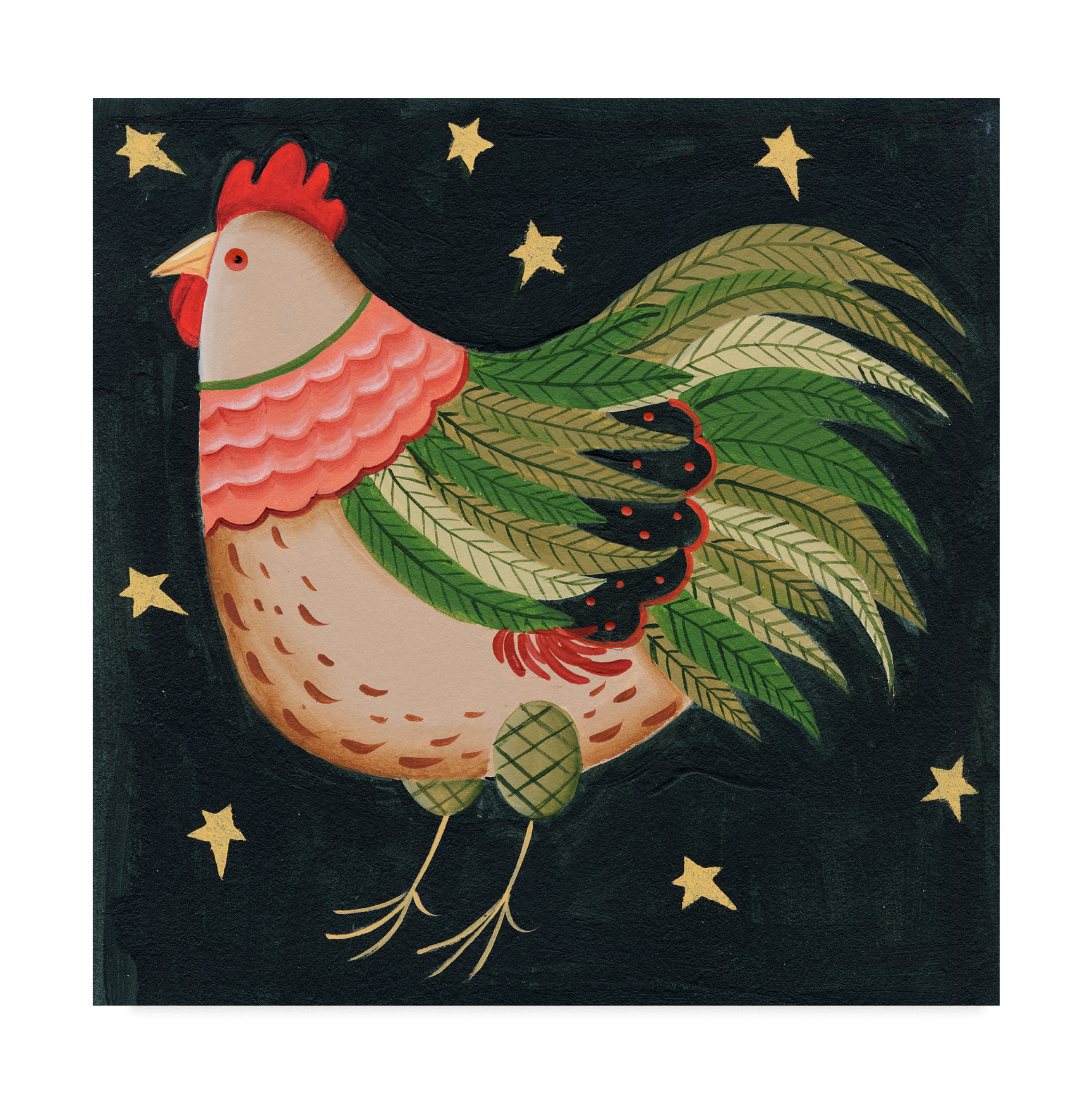 Beverly Johnston 'Rooster Under Stars' Canvas Art, 24"x24" - Farmhouse ...