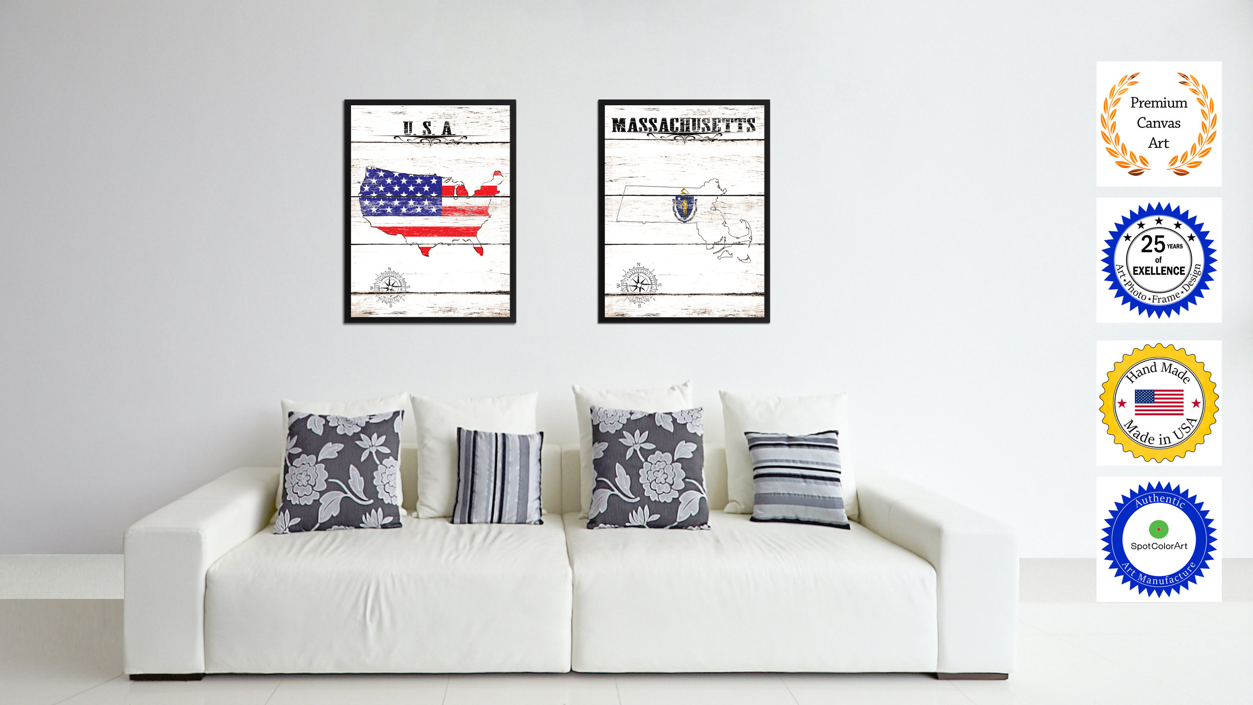 Massachusetts State Flag Canvas, 28"x37", 28"x37" - Contemporary ...