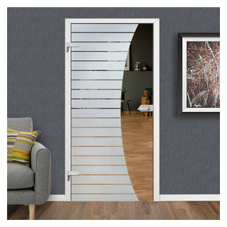 Hinged Glass Door, semi-private with Frosted Design, 26"x84" Inches ...
