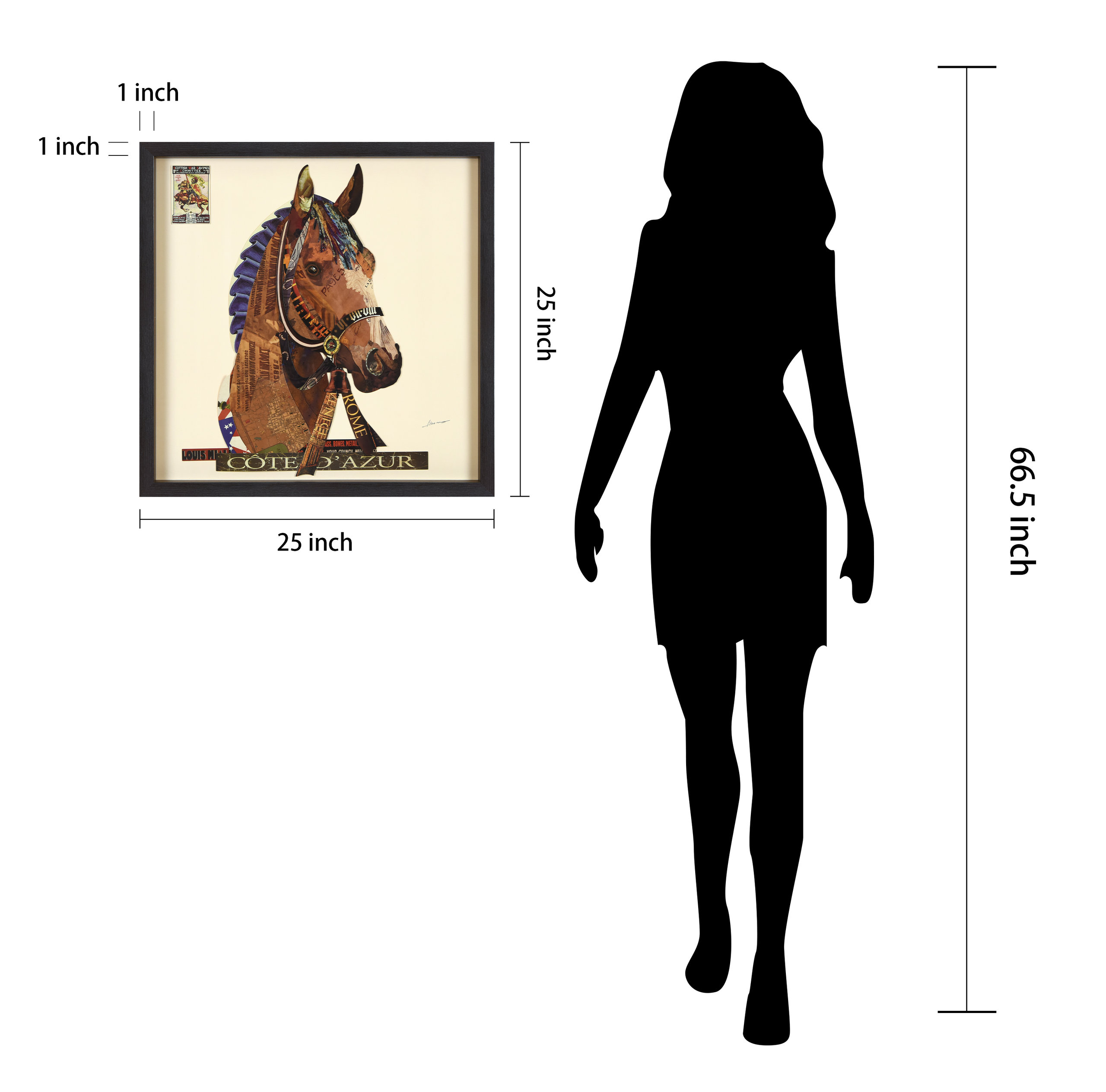 "Graceful Gallop" Dimensional Collage, Under Glass, A Shadow Box Frame ...