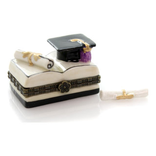 Hinged Trinket Box GRADUATION Porcelain Diploma Cap Gown Eb1356 ...