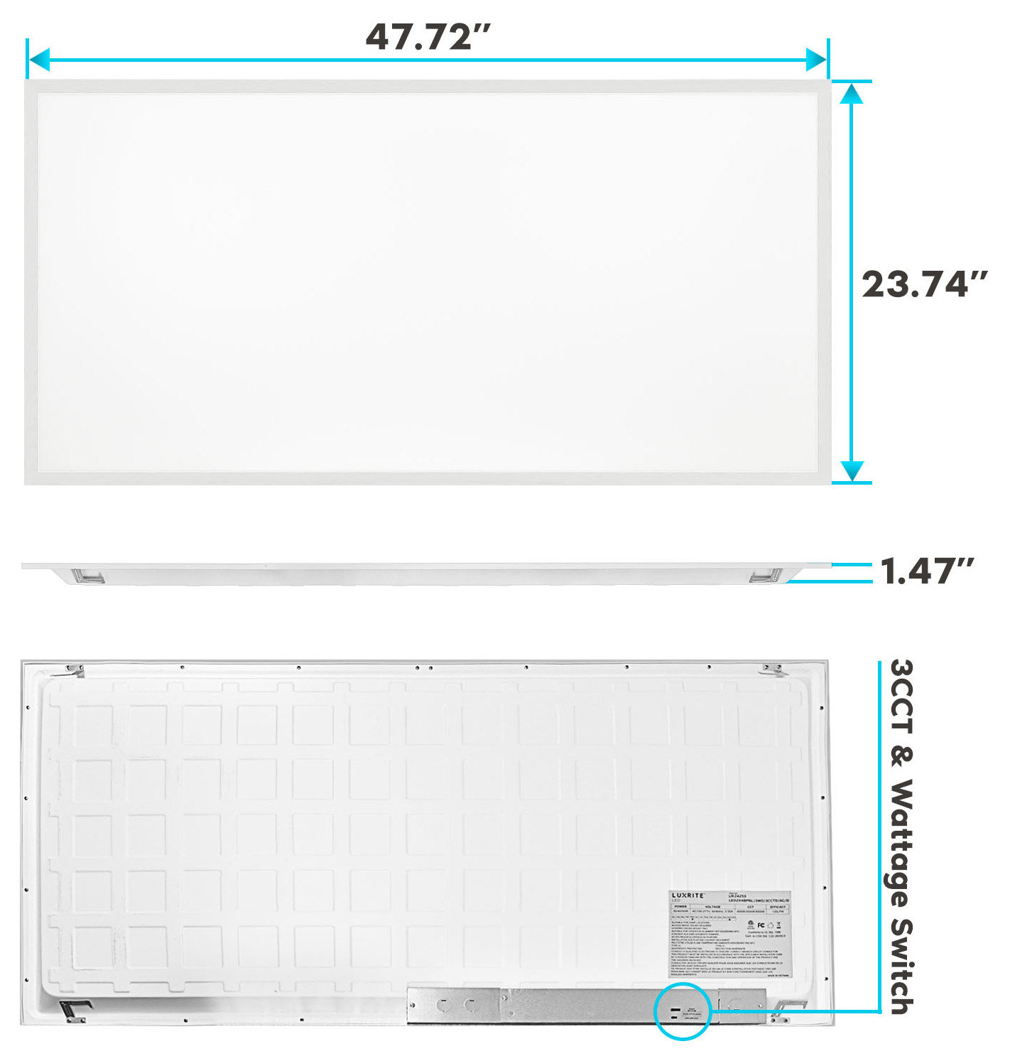 Luxrite 2x4 FT LED Drop Ceiling Light Fixture, 30/40/50W, 3CCT 4PK ...