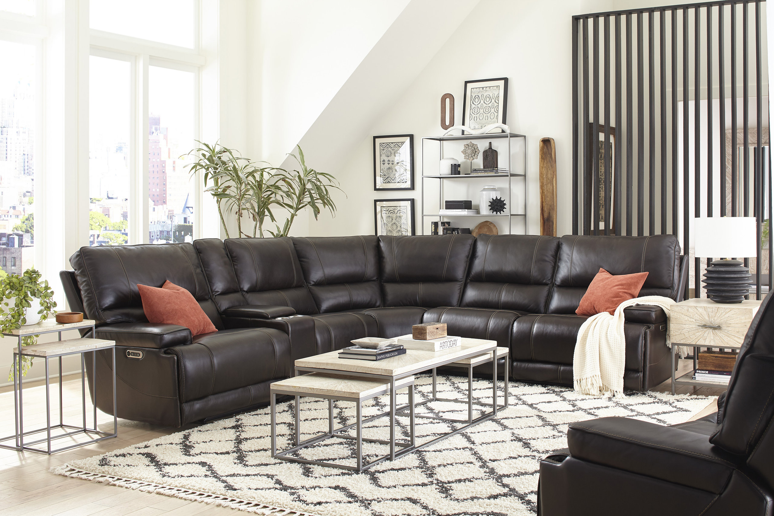 6 Piece Modular Power Reclining Sectional With Power Adjustable ...