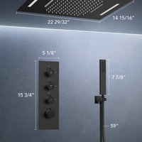 Thermostatic LED Shower System Rainfall Waterfall Shower Head w/ Hand Shower, 23 in.x 15 in ...