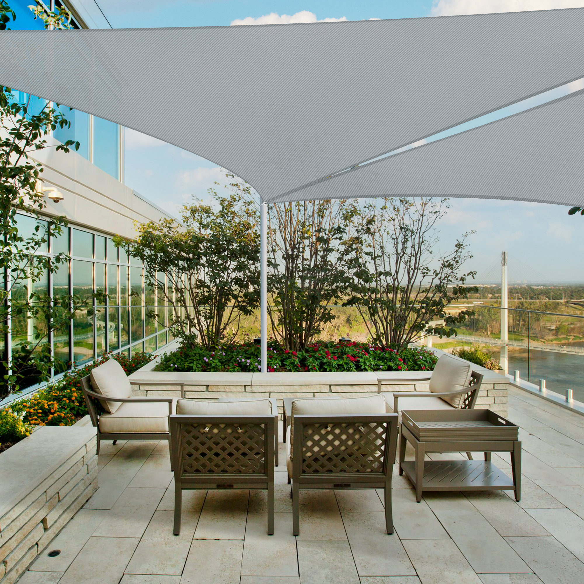 Yescom 2 Pack 28 Ft 97% UV Block Triangle Sun Shade Sail Canopy Cover ...