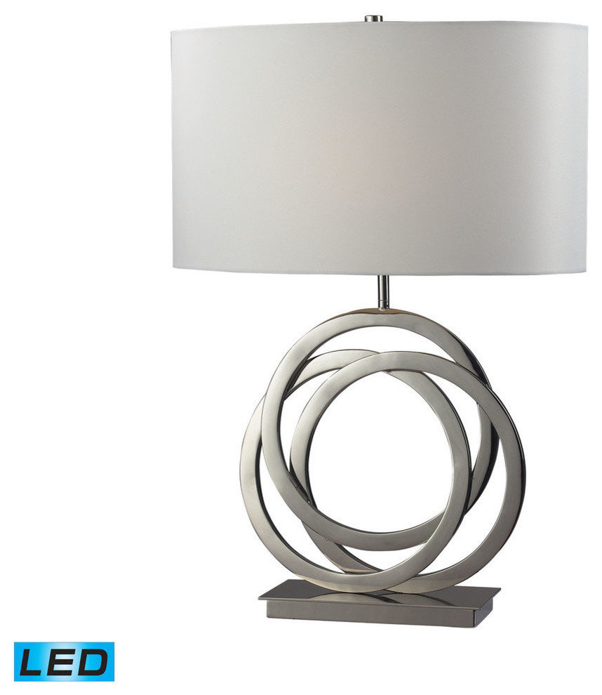 Trinity LED Table Lamp, Polished Nickel With Pure White Shade ...