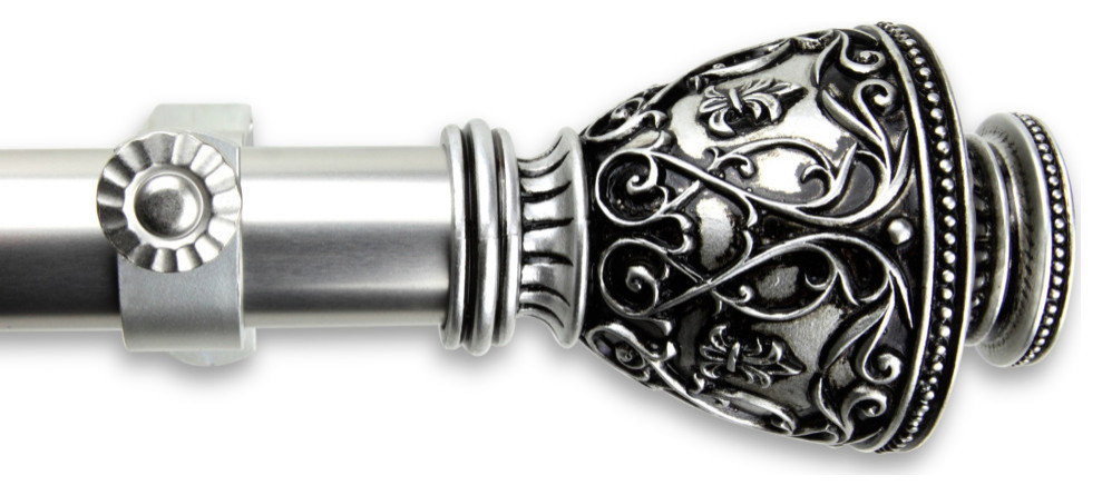 Virginia Curtain Rod 1" 48-84", Satin Nickel - Traditional - Curtain ...