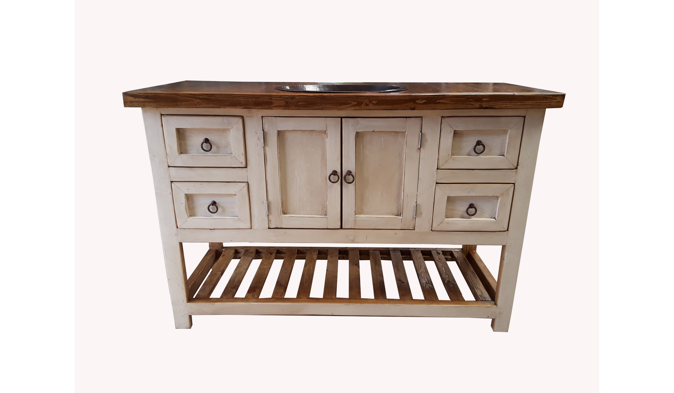 Belmont Rustic Old White Weathered Wood Bathroom Vanity, 48x22x36 ...