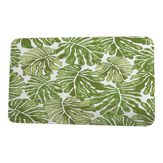 Tropical Resort Palm Leaves Floral Print Bath Mat, 17"x24" - Tropical ...
