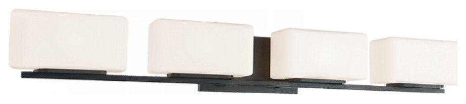 Chiclet Bath Vanity Light, 4-Light, Black, Matte Black, 34"W (S10804MB ...