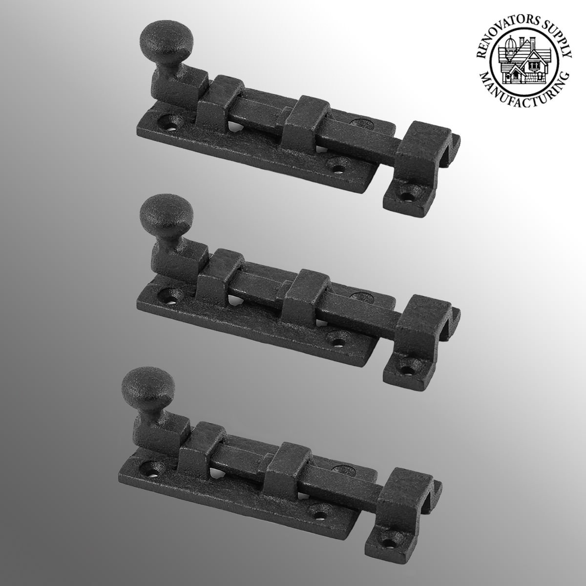 Black Wrought Iron Slide Bolt 3.5" Wide Rustproof Finish Door Bolt ...