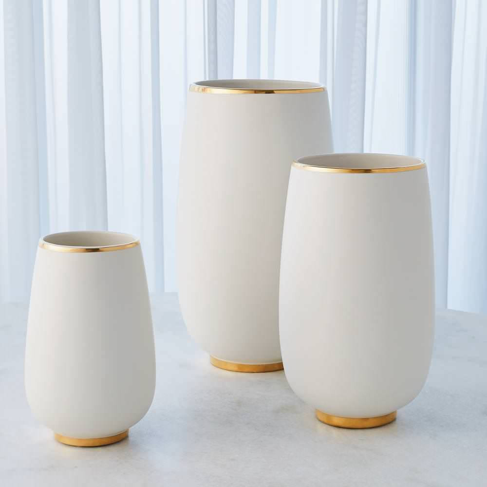 Gold Rim Bulb Small White Vase - Contemporary - Vases - by Lighting ...