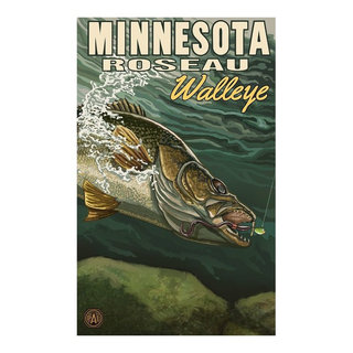 by Artist Paul A. Lanquist Roseau Minnesota Walleye Art Print, 24"x36 ...