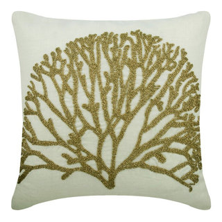 Gray Beaded Violet Tree Cotton Linen Pillows Cover, Faraway Tree, 16 ...