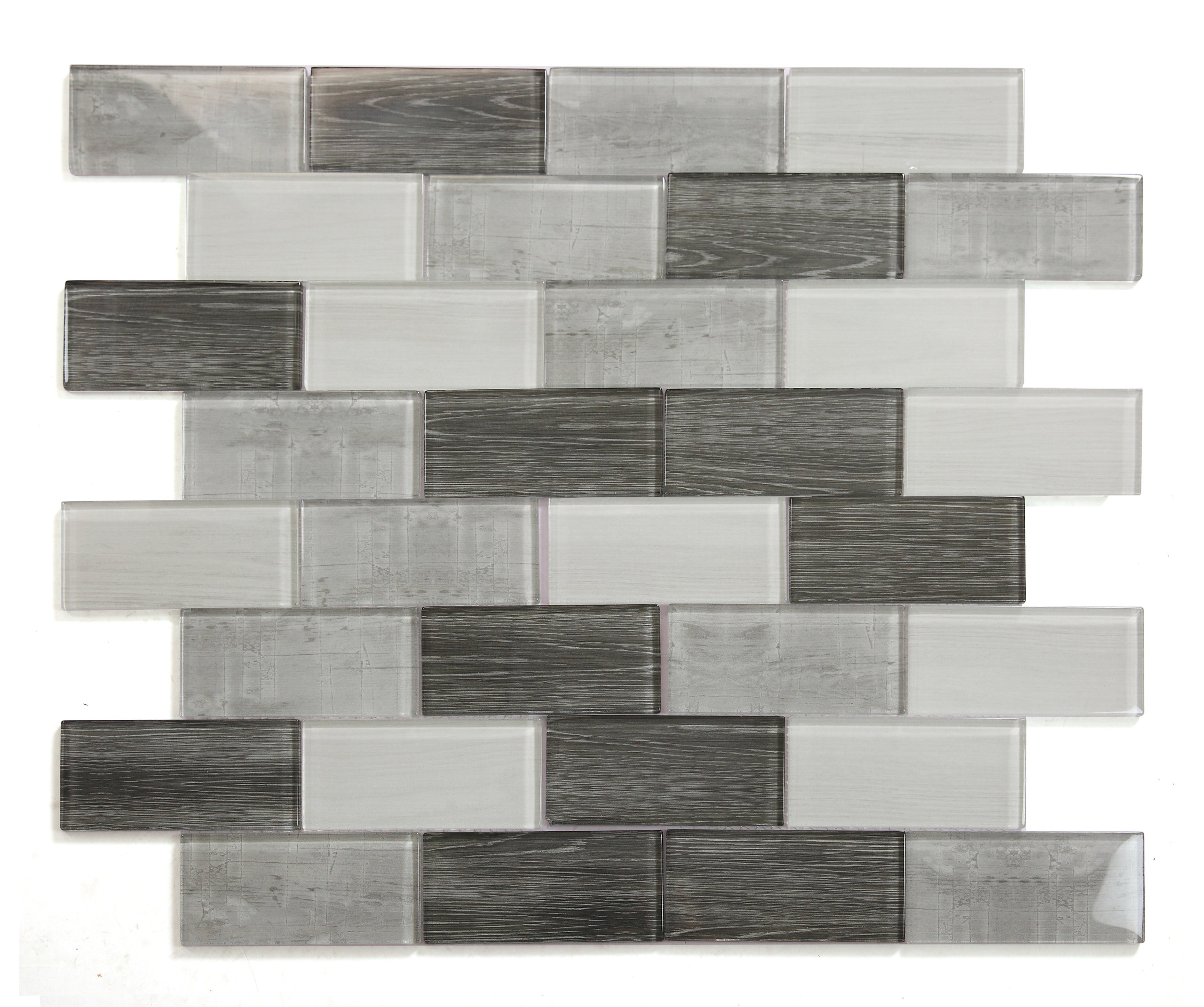 4X6 Glossy Glass Brick Subway Wall Tile,Gray, Set of 8 - Contemporary ...