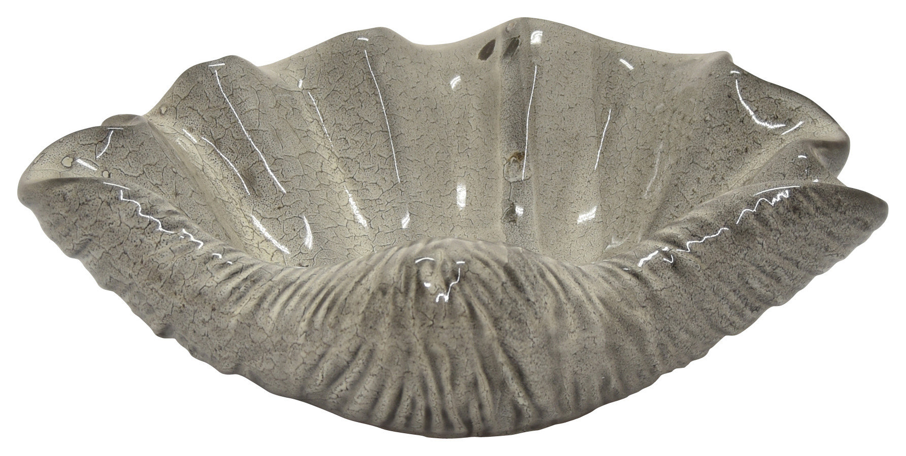 Plutus Brands Shell Planter, Gray Porcelain - Beach Style - Indoor Pots ...