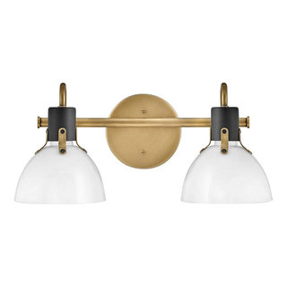 Hinkley Argo 18" Small Two Light Vanity, Heritage Brass with Black ...