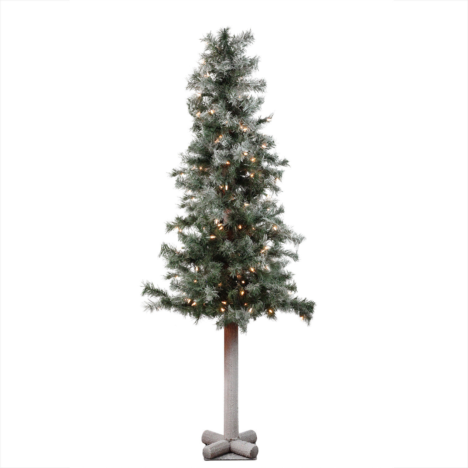 Pre-Lit Frosted and Glittered Woodland Alpine Tree, Clear Lights, 5'x28 ...