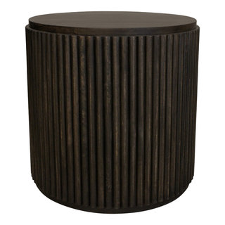Odin Round End Table, Modern Espresso Finish, Mango Solid Wood ...