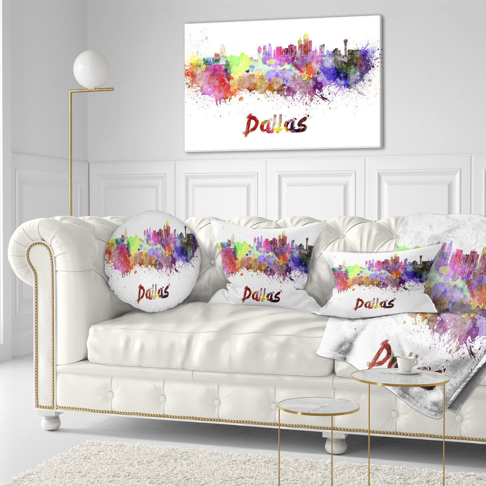 Dallas Skyline Cityscape Throw Pillow, 12"x20 - Contemporary ...