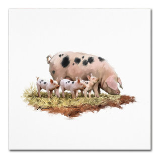 The Macneil Studio 'Pig With Piglets' Canvas Art, 24"x24" - Farmhouse ...