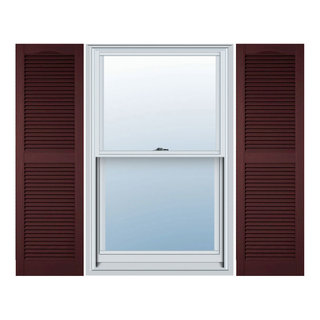 Mid-America, Cathedral Top Mullion, Open Louver Shutters, Bordeaux, 41 ...