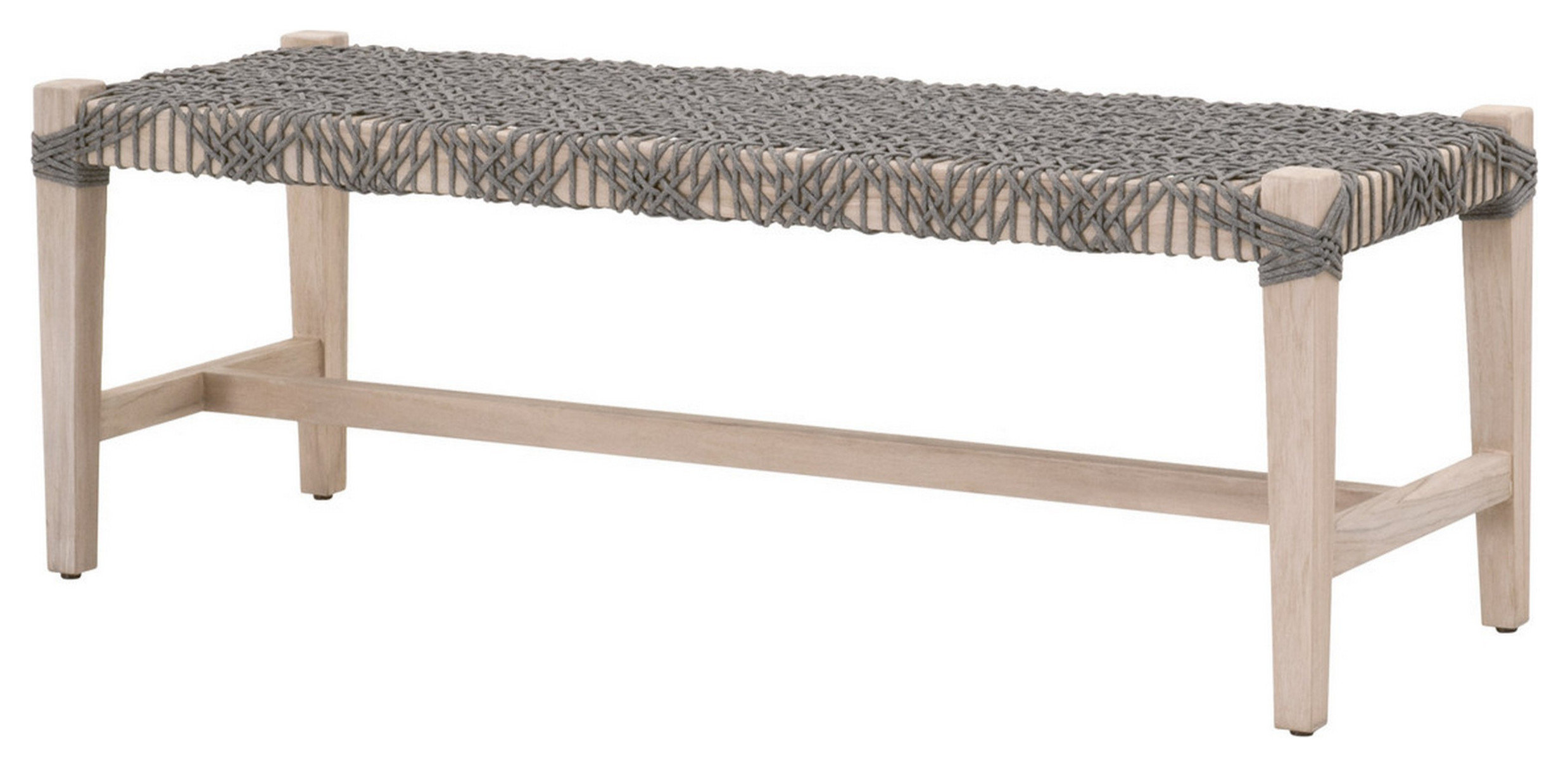 Benzara BM286323 Classic Outdoor Bench With Rope Woven Seat, Modern ...