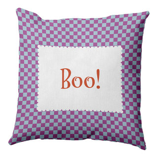 Halloween Boo Checks Indoor/Outdoor Throw Pillow, 18"x18 ...