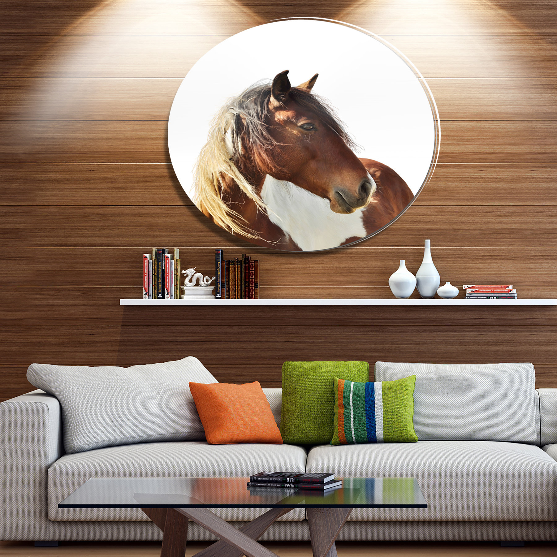 Brown Horse Illustration, Animal Disc Metal Wall Art, Disc of 23 inch ...