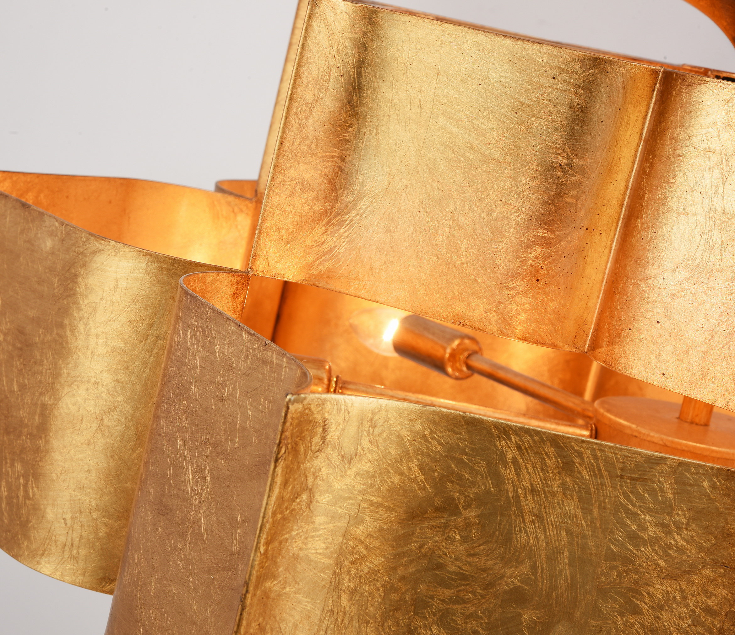 3-Tier Gold Leaf Metal Frame Light Fixture - Contemporary - Pendant ...