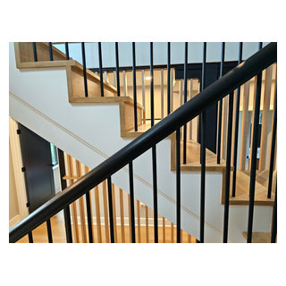 115_Stunning Continuous Rail System on 3 Story Floating Stairs ...