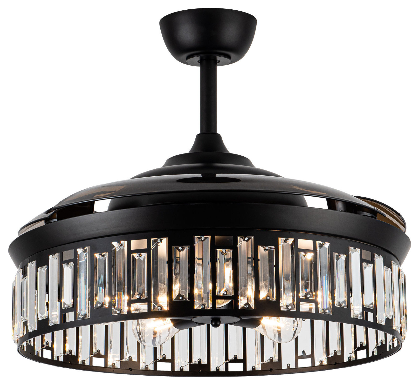 52 in Black Crystal Smart Ceiling Fan with Remote, App Control, Voice ...