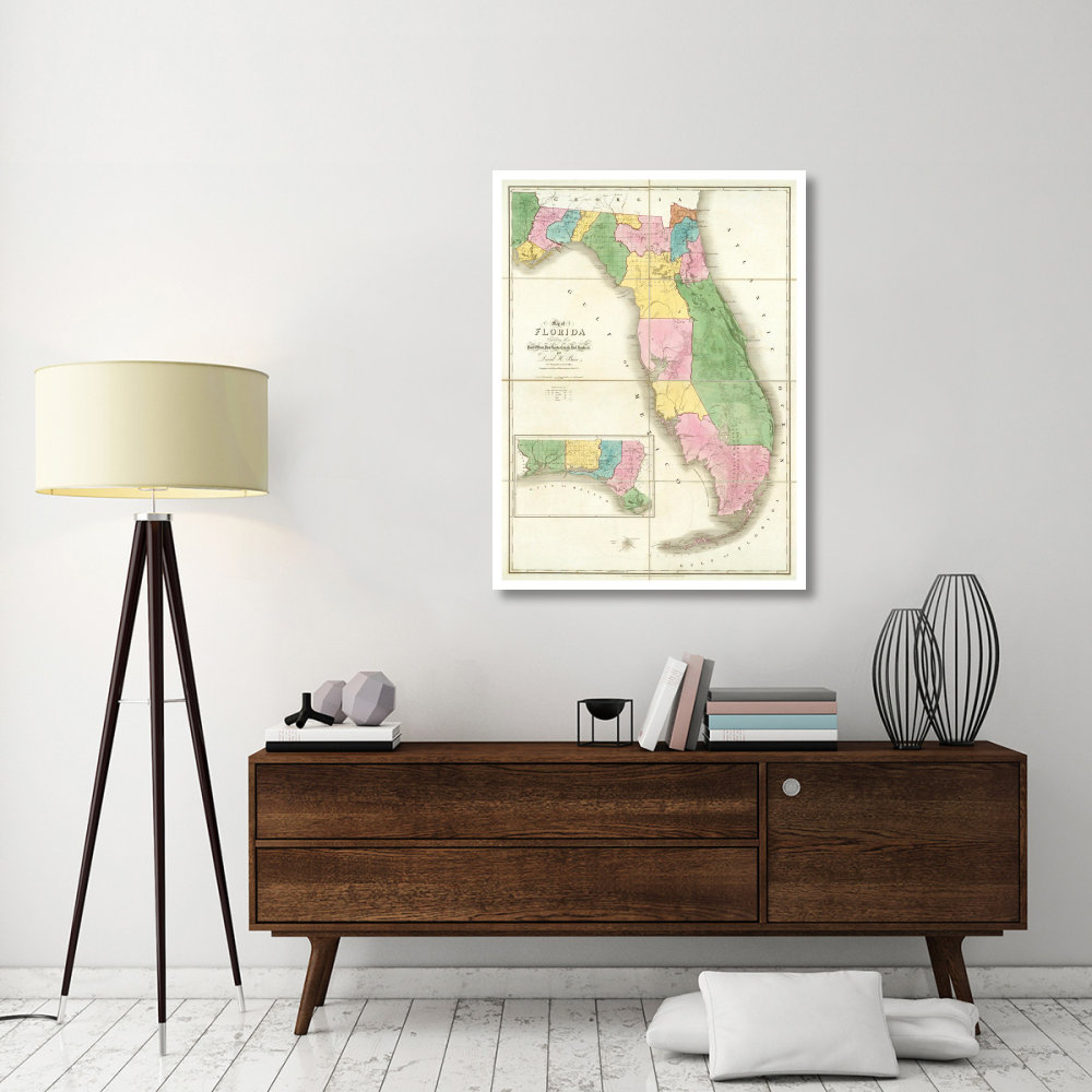 "Map of Florida, 1839" Digital Paper Print by David H. Burr, 18"x24 ...
