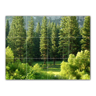 Trees Ceramic Tile Wall Mural HZ501020, 48" Wide x 36" High - Rustic ...