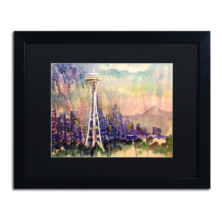 Wendra 'Space Needle Snow' Matted Framed Art, 20 x 16 - Contemporary ...