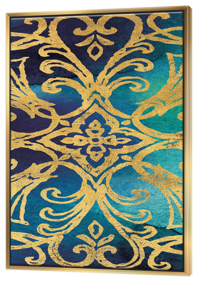 Designart - metallic Glam Indigo Form I - Transitional Framed Canvas ...