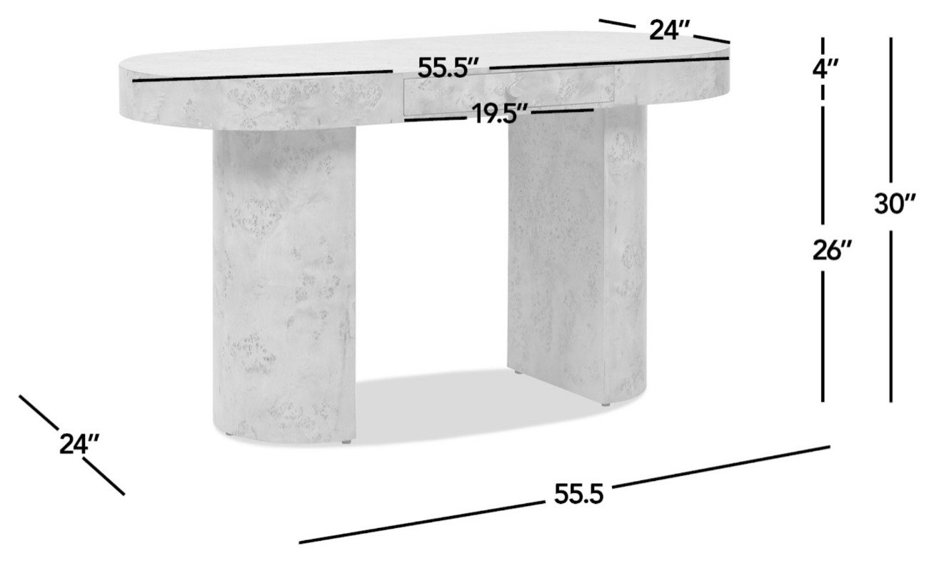 Jesse 55.5" Burl Wood Single Drawer Oval Computer Desk - Rustic - Desks ...