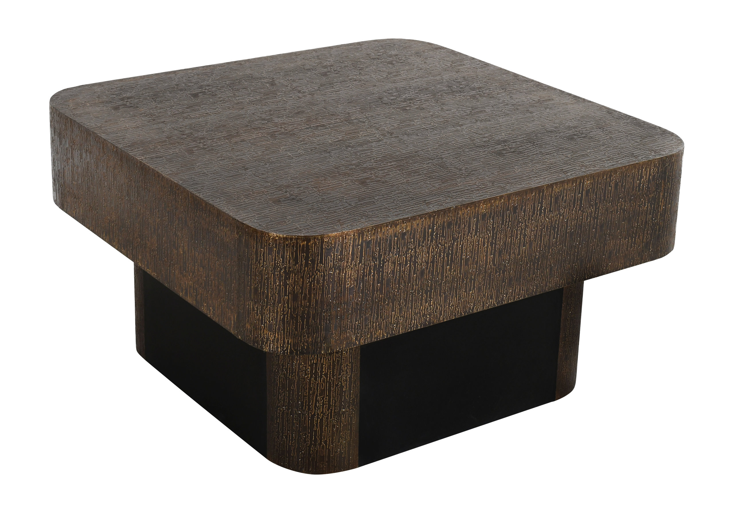 Landon Cocktail Table in Contemporary Stamped Brass Cladding on Solid ...