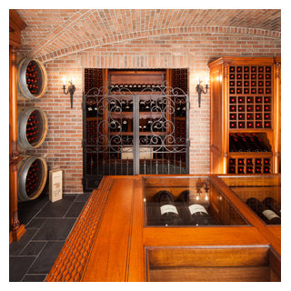 Vineyard inspired light mahogany wine cellar Franklin Lakes, NJ ...
