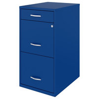 Pemberly Row 18" 3-Drawer Modern Metal Organizer File Cabinet in Blue ...