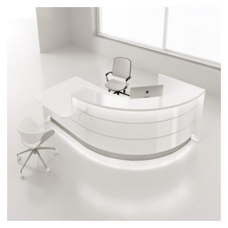 Valde J-Shaped Reception Desk with Countertop, White by MDD Furniture ...