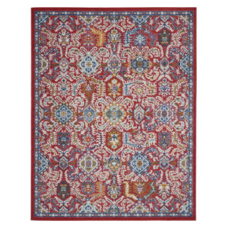 8" x 10" Red and Multicolor Decorative Area Rug - Mediterranean - Area ...