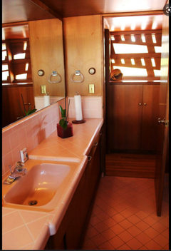 How to Make Awkward Bathroom Space Mid-Century Modern