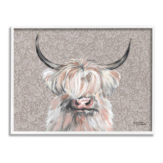 Grumpy White Buffalo on Floral Print Farm Animal, 20"x16 ...