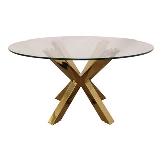 60" Round Clear Glass Top Table, Clear - Contemporary - Dining Tables ...