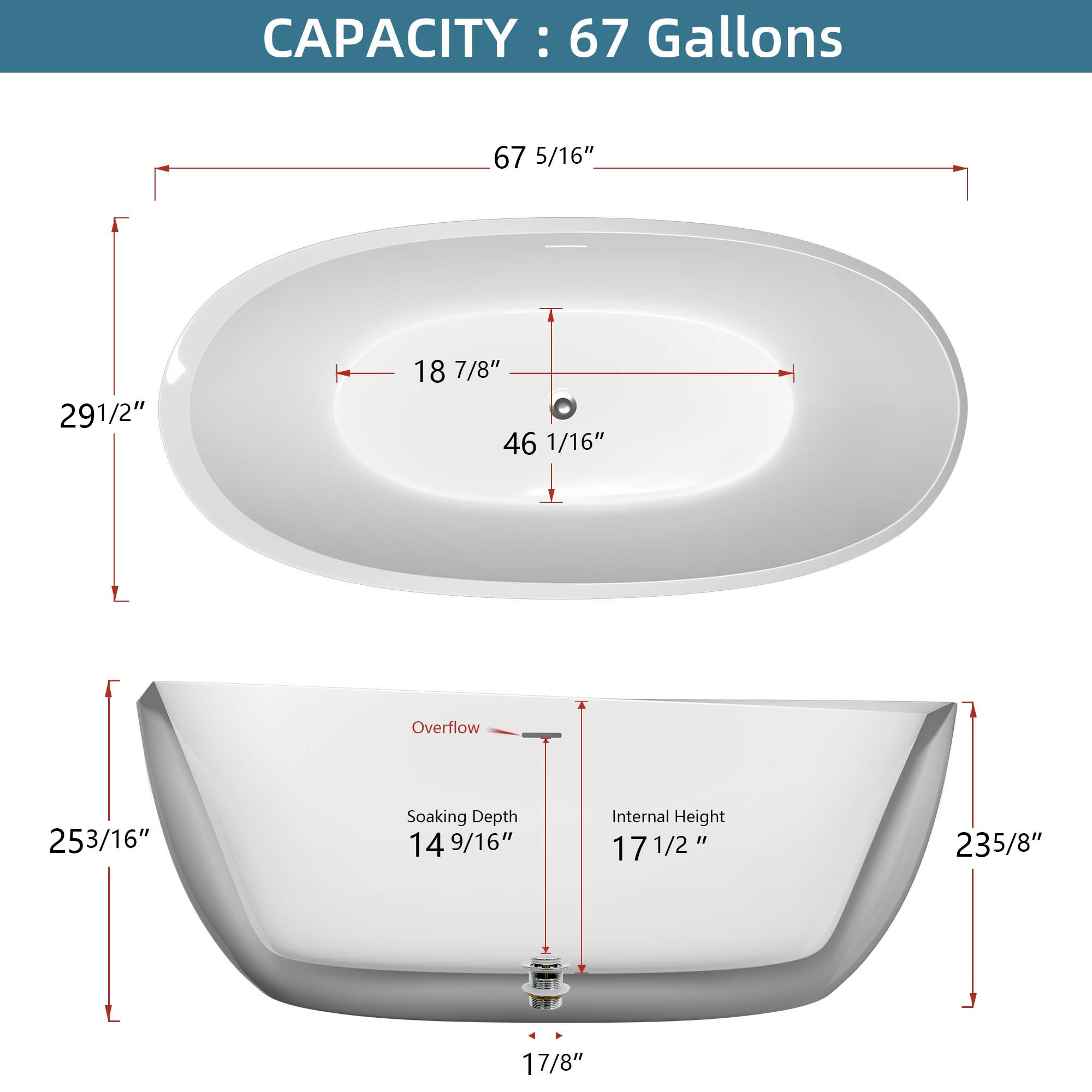 Acrylic Roll-Top Freestanding Flatbottom Soaking Bathtub - Contemporary ...