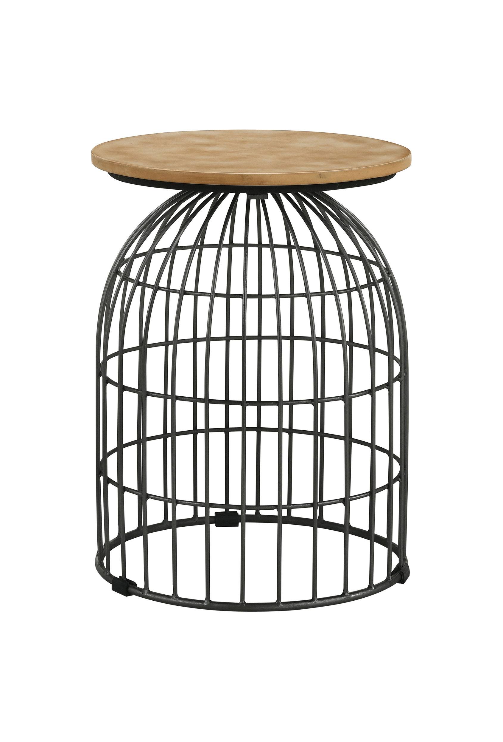 Bernardo Round Wire Frame Side Table Natural and Gunmetal - Side Tables ...