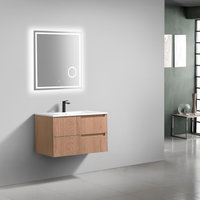 Fiore Wall Mount Modern Bathroom Vanity, Oakwood, 32" - Contemporary ...